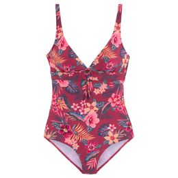 s.Oliver Damen Badeanzug "Marika", rot, Gr. 42, bedruckt, floral, Microfaser, Microfaser, Polyamid, Badeanz&uuml;ge, mit Zierring und Shaping-Effekt