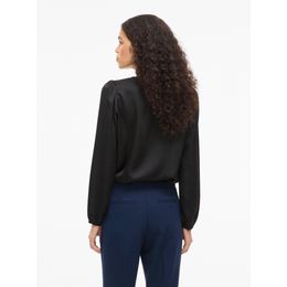Vila Damen Langarmshirt "VIELLETTE L/S SMOCK SATIN TOP - NOOS"schwarz, Gr. 40, unifarben, Jersey, Obermaterial: 100% Polyester, Shirts, Kunstfaser,