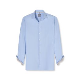 OLYMP Herren Businesshemd "OLYMP Luxor 24/Seven, Comfort Fit, New Kent"bleu, Gr. 39, 64% Baumwolle, 27% Polyester, 9% Elasthan, Hemden