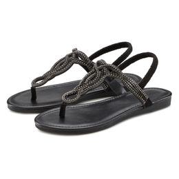 Lascana Damen Zehentrenner "Sommerschuh, offener Schuh", Gr. 40, schwarz, Obermaterial: 100% Textilmaterial. Decksohle: 100% Lederimitat. Futter: