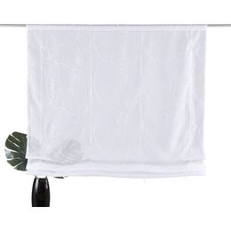 Raffrollo OTTO HOME, B:100cm H:130cm, wei&szlig;, Voile, Obermaterial: 100% Polyester, K&uuml;che, Raffrollos, "Adele", mit Stickerei