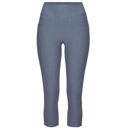 H.I.S. H.I.S Damen Caprihose, Gr. 36, blau, Obermaterial: 70% Baumwolle, 25% Polyester, 5% Elasthan, unifarben, Basic, Hosen, im Schlupfhosen Style