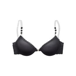 Lascana Damen Push-up-BH, Gr. 75, schwarz, Spitze, Obermaterial: 60% Polyamid, 35% Polyester, 5% Elasthan, BHs, mit B&uuml;gel, mit Vorderverschluss und