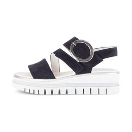 Gabor Damen Keilsandalette, Gr. 36, schwarz, Ziegenveloursleder, Schuhe, Plateau, Riemchensandale mit Keilabsatz