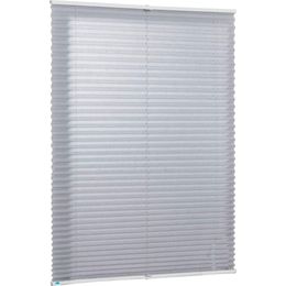 Plissee K-home, B:115cm H:130cm, grau, Obermaterial: 100% Polyester, Badezimmer, Plissees, "Klemmfix Pisa", Crushed-Optik