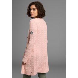 Kangaroos Damen Longstrickjacke, rosa, Gr. 44, Zopfmuster, meliert, Strick, Obermaterial: 50% Baumwolle, 50% Polyacryl, Strickjacken, mit Kn&ouml;pfen,