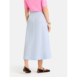 LIEBLINGSST&Uuml;CK LIEBLINGSST&Uuml;CK Damen Midirock "FrankaL", blau, Gr. 40, bedruckt, gestreift, Web, Obermaterial: 100% Baumwolle, R&ouml;cke, mit gestickten Details,