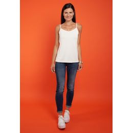 Seidel Moden Damen Spaghettitop, wei&szlig;, Gr. 34, unifarben, Obermaterial: 95% Viskose, 5% Elasthan, Tops, mit dezentem V-Ausschnitt, MADE IN GERMANY