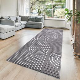 Teppich OTTO HOME, B:80cm H:8mm L:300cm, grau, Kunstfaser, Wohnzimmer, Teppiche, "Lysandra", 3D-Effekt, softer Kurzflor, pflegeleicht, leichter