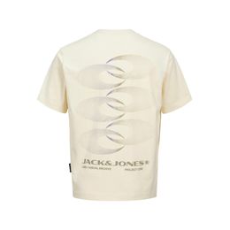 Jack & Jones JACK & JONES Herren Print-Shirt "JCOCALMA BACK PRINT TEE SS CREW NECK", beige, Gr. S, bedruckt, Jersey, Obermaterial: 100% Baumwolle, Shirts, mit