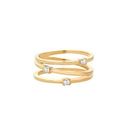 Elli Damen Fingerring "Wickelring Zirkonia Filigran 925 Silber", 54mm,mit Steinen, Silber 925 (Sterlingsilber), 9mm, gold, Silber 925