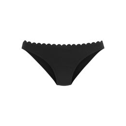 Lascana Damen Bikini-Hose "Scallop", schwarz, Gr. 40, unifarben, Microfaser, Microfaser, Badehosen, mit gelaserter Wellenkante