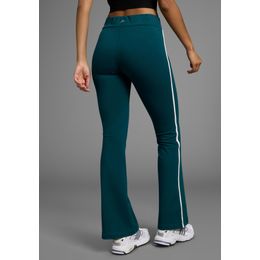 FAYN SPORTS Damen Leggings, blau, Gr. 20, unifarben mit Farbeinsatz, Jersey, Obermaterial: 90% Baumwolle, 10% Elasthan, Hosen, Logo als Reflektorprint