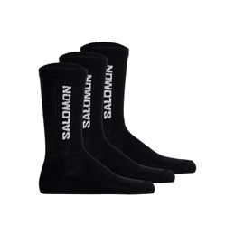 Salomon Herren Kurzsocken "Socken EVERYDAY CREW 3P 3er Pack", Gr. 42, schwarz, Obermaterial: 70% Baumwolle CO. 27% Polyamid PA. 3% Elasthan EL.,