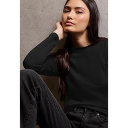 Damen Langarmshirt, schwarz, Gr. 42, STREET ONE STUDIO, unifarben, Web, 48% Baumwolle, 47% Modal, 5% Elasthan, Shirts, im soften Baumwoll-Mix