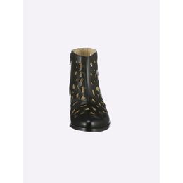 Heine Damen Stiefelette, Gr. 37, schwarz, Leder, Rindsleder, Schuhe