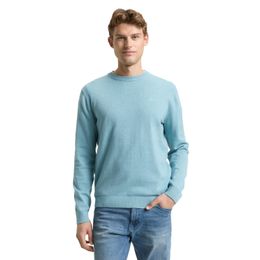 Tom Tailor Herren Rundhalspullovertourmaline melange, Gr. XXXL, Strick, Obermaterial: 100% Baumwolle, Pullover, mit Logostickerei