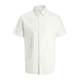Jack & Jones PlusSize Herren Kurzarmhemd "JJEBREEZE LINEN BLEND SHIRT S/S SN PLS"wei&szlig;, Gr. 4XL, JACK & JONES PLUSSIZE, unifarben, Web, Obermaterial: 70% Baumwolle, 30%