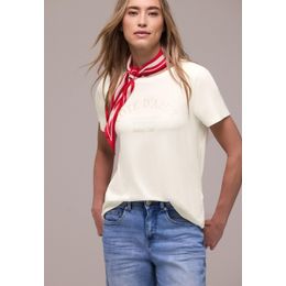 Street One Damen T-Shirtsanftes wei&szlig;, Gr. 44, bedruckt, Stoff, 95% Viskose, 5% Elasthan, Shirts, Rundhalsausschnitt