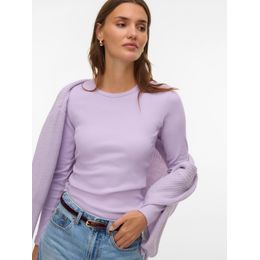 V&eacute;ro Moda VERO MODA Damen Langarmshirt "VMCHLOE LS SHORT TOP JRS NOOS"orchid bloom, Gr. S, unifarben, Feinripp, Obermaterial: 95% Baumwolle, 5% Elasthan,