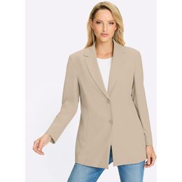 Heine Damen Jackenblazer "Blazer", beige, Gr. 38, 94% Polyester, 6% Elasthan, Blazer