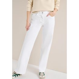 Cecil Damen Loose-fit-Jeanswei&szlig;, Gr. 34, unifarben, Jeans, 78% Baumwolle, 21% Elastomultiester, 1% Elasthan, Jeans, High Waist