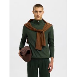 Selected Herren Troyer "SLHBERG HALF ZIP CARDIGAN NOOS", gr&uuml;n, Gr. L, unifarben, Strick, Obermaterial: 100% Baumwolle, Pullover, Baumwolle, regular