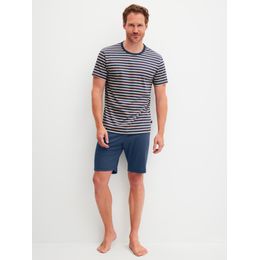 Calida Damen Pyjama "Relax Streamline 1", Gr. S366, blau, Interlock, Obermaterial: 100% Baumwolle, Homewear-Sets, mit Rundhalsausschnitt und kurzem