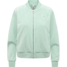 Ragwear Damen Sweatjacke "Doron Embossed"mint, Gr. XXL, Material: 94% Polyester, 6% Elasthan, Sweatjacken, Kuschelige Alltagsjacke in Samt-Optik