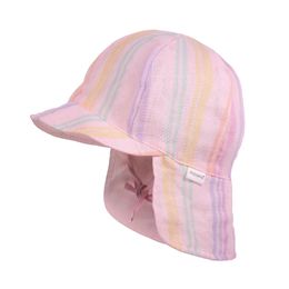 MaxiMo Jungen Schirmm&uuml;tze, bunt, Gr. 53, gestreift, Web, Baumwolle, M&uuml;tzen, Musselin, Nackenschutz, Bindeband, Unisex, UV-Schutz