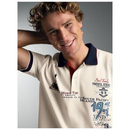 TRIGEMA Herren Poloshirt "TRIGEMA Polo Shirt mit Maritimem Print"natur, Basic, Gr. M, Piqu&eacute;, 100% Baumwolle, Shirts