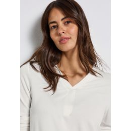 Street One Damen Langarmshirt, wei&szlig;, Gr. 34, unifarben, Jersey, Obermaterial: 95% Viskose, 5% Elasthan, Shirts, mit V-Ausschnitt