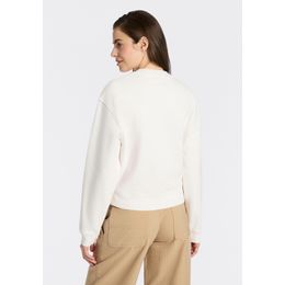 Hugo Damen Sweater "Delessa", wei&szlig;, Gr. XL, bedruckt, unifarben, Sweatware, Obermaterial: 100% Baumwolle, Sweatshirts, Baumwoll-Terry mit Rundhals