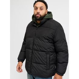 Jack & Jones PlusSize Herren Steppjacke "JJMAZE PUFFER COLLAR PLS", schwarz, Gr. XXXL, JACK & JONES PLUSSIZE, colorblocking, Web, Obermaterial: 100% Polyester, Jacken
