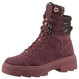 Waldl&auml;ufer WALDL&Auml;UFER Damen Schn&uuml;rboots "H-SAIGA", Gr. 7,5, rot, Nappaleder, Nubukleder, Veloursleder, mehrfarbig, Schuhe, Schn&uuml;rstiefelette, Plateauboots in