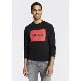 Sweatshirt Hugo "Duragol", Herren, Gr. L, schwarz001, Sweatware, Obermaterial: 100% Baumwolle, unifarben, regular fit normal, Rundhals, Rippb&uuml;ndchen, Sweatshirts Sweatshirt, Rundhalsausschnitt, Regular Fit, gro&szlig;er Logo-Druck