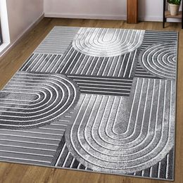 Teppich OTTO HOME, B:120cm H:8mm L:180cm, grau, Kunstfaser, Wohnzimmer, Teppiche, "Lysandra", 3D-Effekt, softer Kurzflor, pflegeleicht, leichter