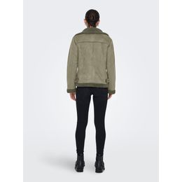 Only Damen Lederimitatjacke "ONLNEWDIANA AVIATOR JACKET CC OTW", gr&uuml;n, Gr. M, unifarben, Web, Obermaterial: 100% Polyester, Jacken