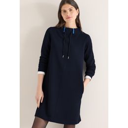 Midikleid Cecil, Damen, Gr. XXL (46), N-Gr, universal blau, Web, Obermaterial: 53% Polyester, 40% Baumwolle, 7% Elasthan, unifarben, l&auml;ssig geschnitten ca. Mitte Oberschenkel, Rundhals, B&uuml;ndchen, Kleider Midikleid, mit Funnelneck und Eingrifftaschen