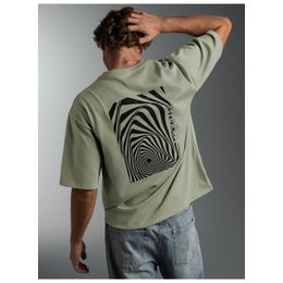 TRIGEMA Herren T-Shirt "TRIGEMA T Shirt mit abstraktem Print", gr&uuml;n, Basic, Gr. L, Single Jersey, 100% Baumwolle, Shirts