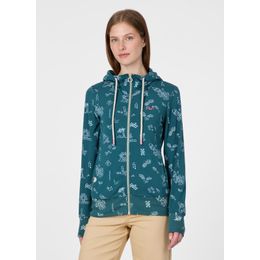Ragwear Damen Sweatjacke "PAYA PRINT"ocean gr&uuml;n, Gr. XXXL, bedruckt, Sweatware, Obermaterial: 48% Viskose, 47% Polyester, 5% Elasthan, Sweatjacken,