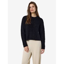Noisy may Damen Rundhalspullover "NMSASSY L/S O-NECK KNIT NOOS", schwarz, Gr. XS, unifarben, Strick, Obermaterial: 69% Polyester, 31% Nylon,
