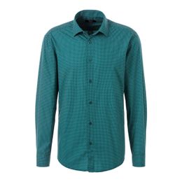 H.I.S. H.I.S Herren Langarmhemd "Regular fit", gr&uuml;n, Gr. S, bedruckt, Web, Obermaterial: 100% Baumwolle, Hemden, mit Haifischkragen und allover Print aus