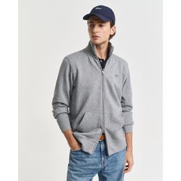 Gant Herren Sweatjacke "REG SHIELD FULL ZIP SWEAT", grau, Gr. 4XL, Sweatware, Obermaterial: 87% Baumwolle, 13% Polyester, Sweatjacken, mit