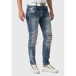 Cipo & Baxx CIPO & BAXX Herren 5-Pocket-Jeans "Jeans", blau, Gr. 40, unifarben, 99% Baumwolle, 1% Elasthan, Jeans, im Used-Look