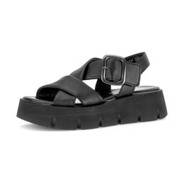Gabor Damen Keilsandalette, Gr. 42schwarz, Glattleder, Schuhe, Plateau, Sommerschuh, Riemchensandale mit Kreuzbandage
