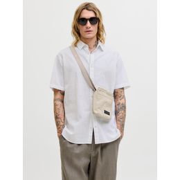 Jack & Jones JACK & JONES Herren Kurzarmhemd "JJESUMMER LINEN BLEND SHIRT S/S SN"wei&szlig;, Gr. S, unifarben, Web, Obermaterial: 70% Baumwolle, 30% Leinen, Hemden,