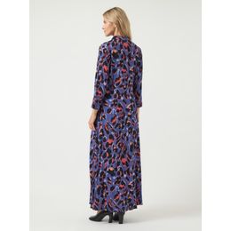 Y.A.S Damen Hemdblusenkleid "YASSAVANNA LONG SHIRT DRESS", blau, Gr. L, bedruckt, Web, Obermaterial: 100% Viskose, Kleider, Viskose, loose fit