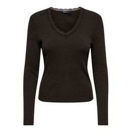 Only Damen V-Shirt "ONLSARA SHARAI L/S V-NECK TOP JRS"chocolate torte, Gr. S, unifarben, Jersey, Obermaterial: 94% Baumwolle, 6% Elasthan, Shirts,