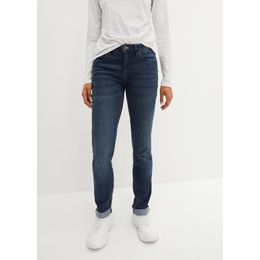 bonprix Damen Straight-Jeans "Straight Jeans Mid Waist, Stretch", blau, Gr. 42, Denim/Jeans, Obermaterial: 82% Baumwolle, 17% Polyester, 1% Elasthan,